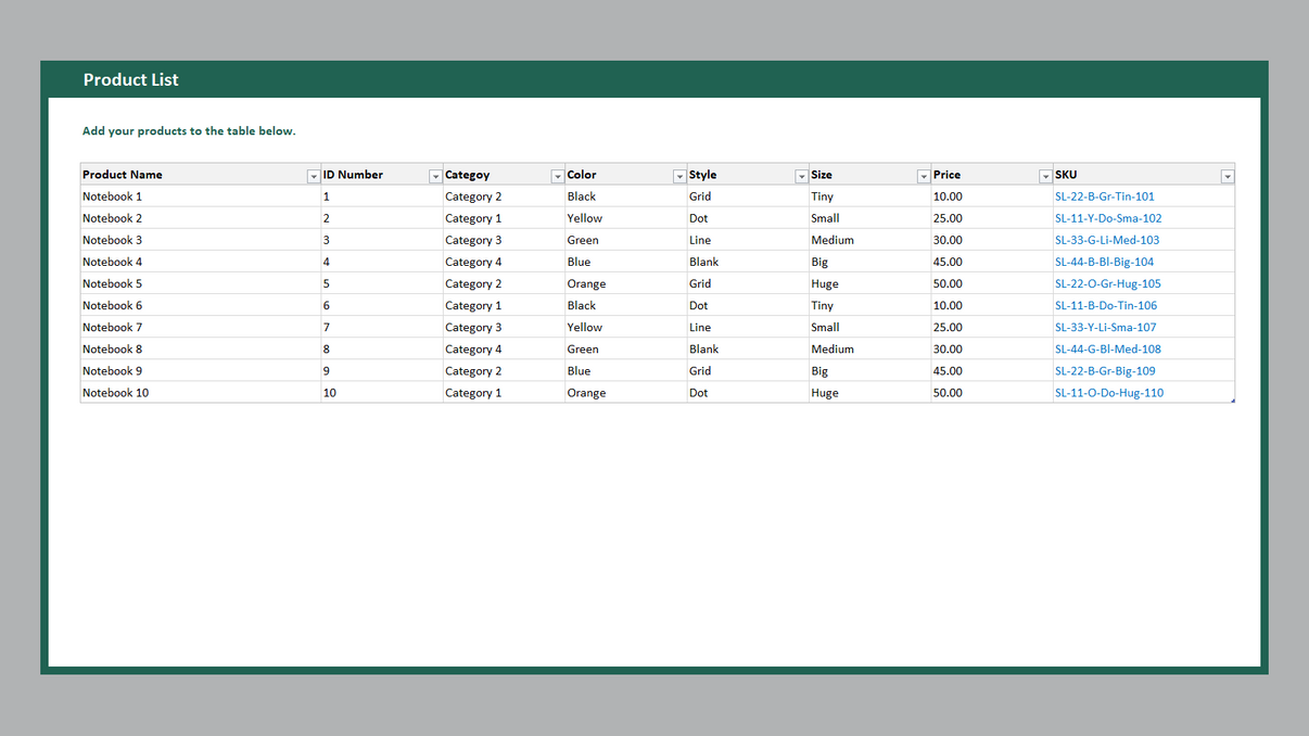Excel SKU Generator – Spreadsheet Life