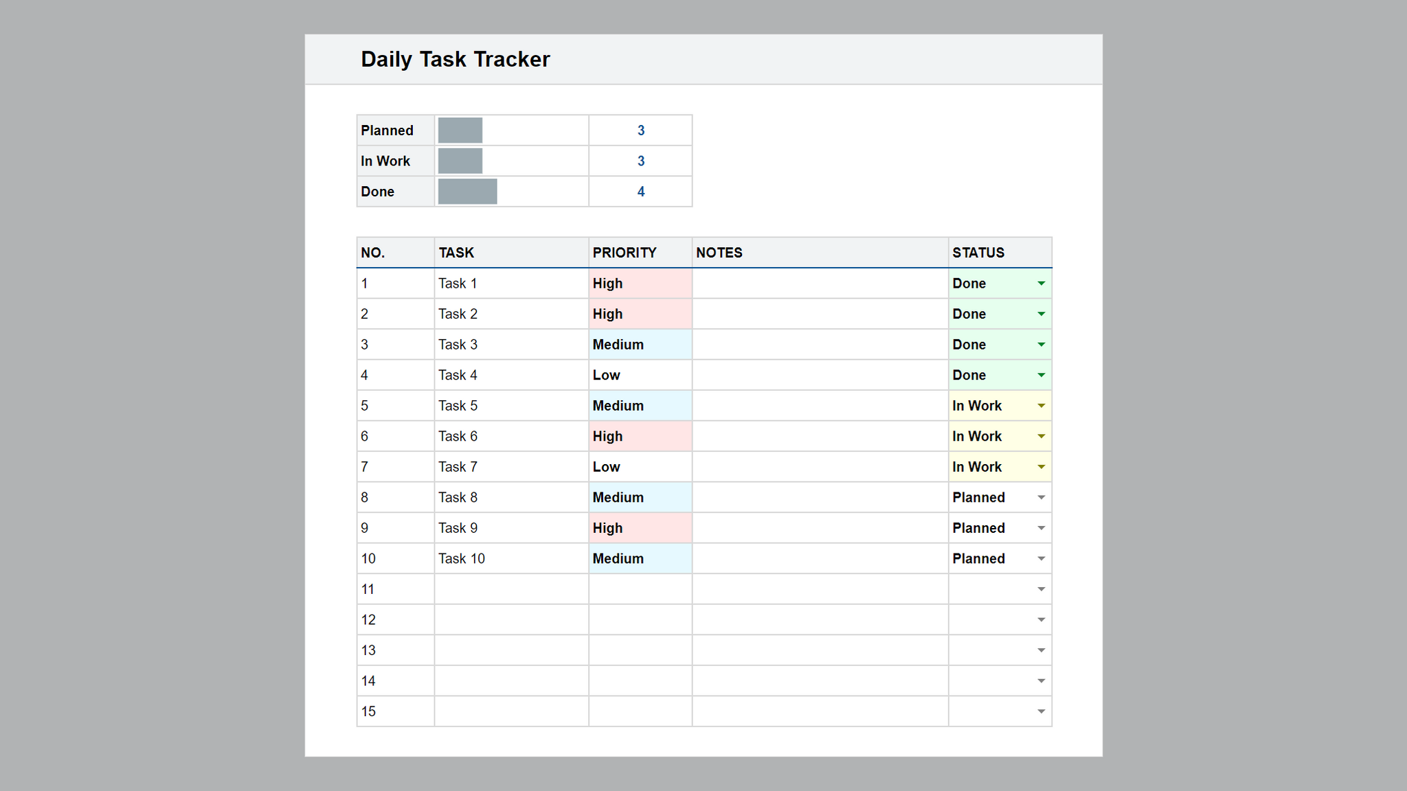 Google Sheets Daily Task Tracker – Spreadsheet Life