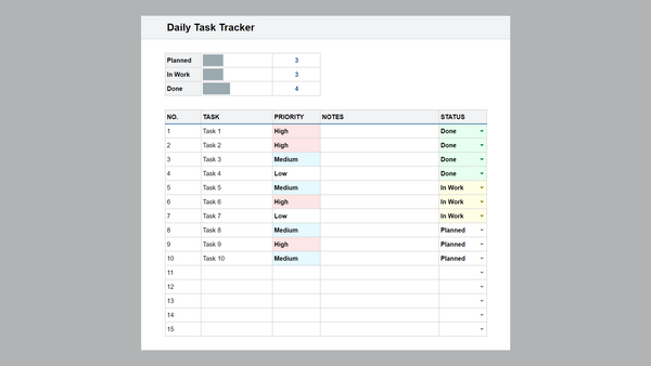 Google Sheets Daily Task Tracker – Spreadsheet Life